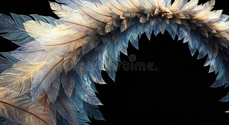 Intricate, Feather-like Structures Form an Arch on a Black Background ...