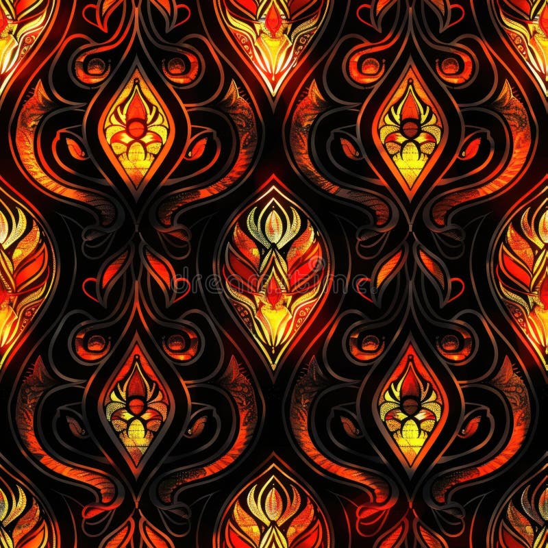 Intricate Fire and Ash Inspired Seamless Pattern Design Stock Image ...