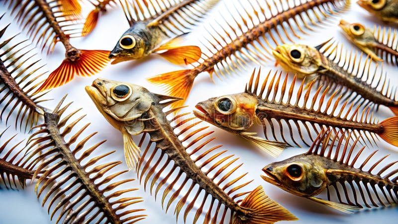 Intricate Fish Bone Silhouettes a Study in Natures Geometric Structure ...