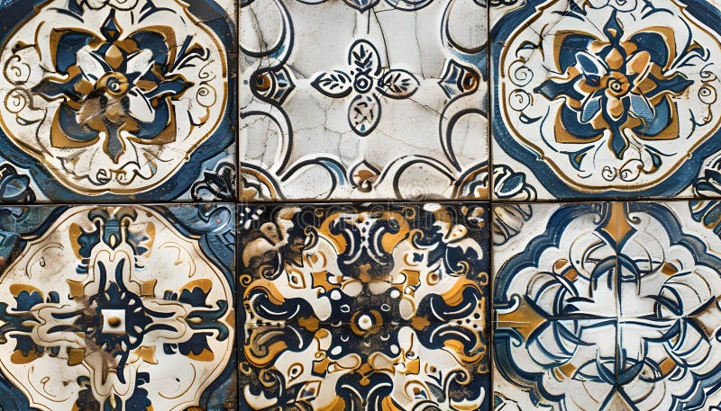 Intricate Floral Ceramic Tile Pattern Stock Illustration - Illustration ...