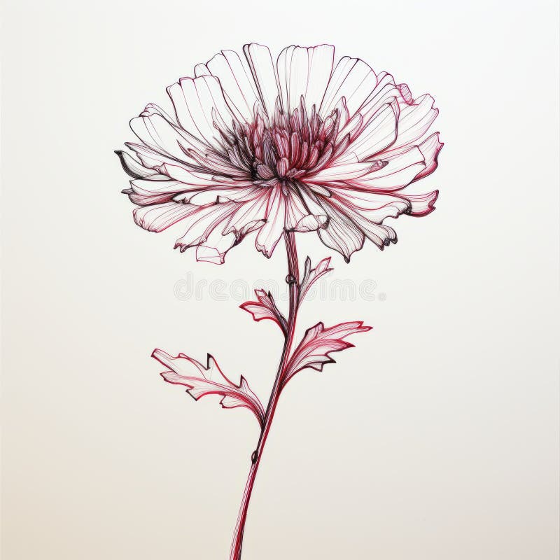 Intricate Floral Illustration: a Continuous Line Drawing of an Aster ...