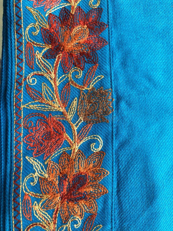 Intricate Floral Kashmiri Hand Embroidered Border Stock Photo - Image ...