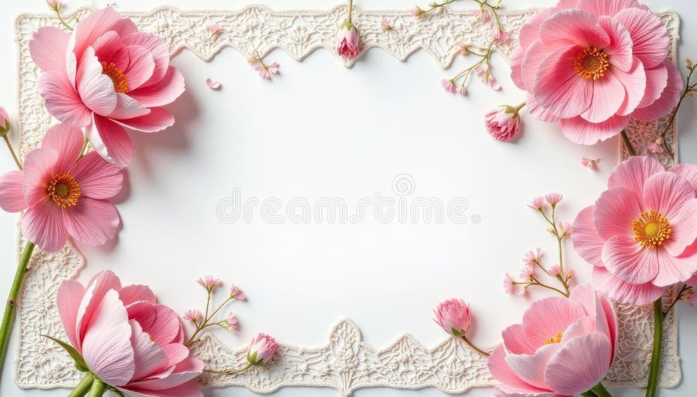 Intricate Floral Lacework, Delicate Threads, White Background, Knitting, Stylish, Thread Stock ...