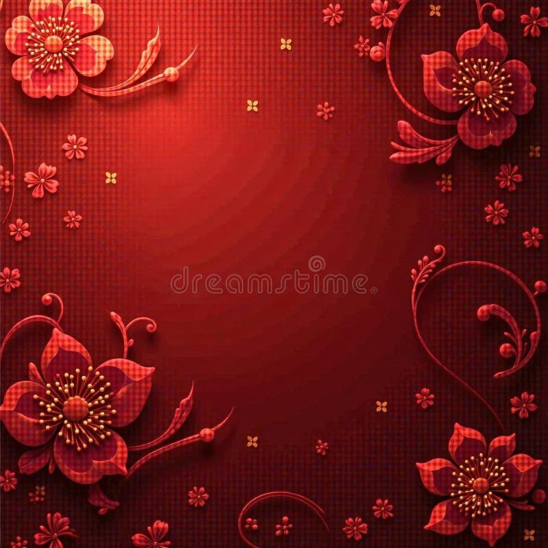 Intricate Floral Pattern, Elegant Curves, Deep Red, King, Backdrop ...