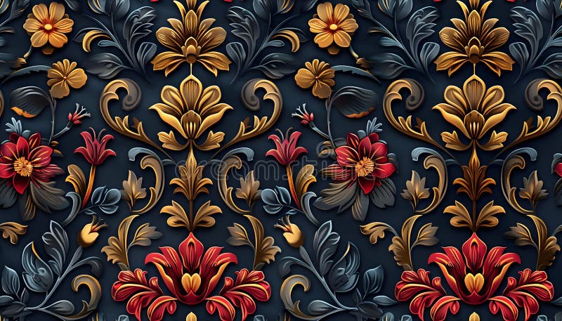 Intricate Floral Pattern with Rich Colors and Detailed Designs Suitable ...