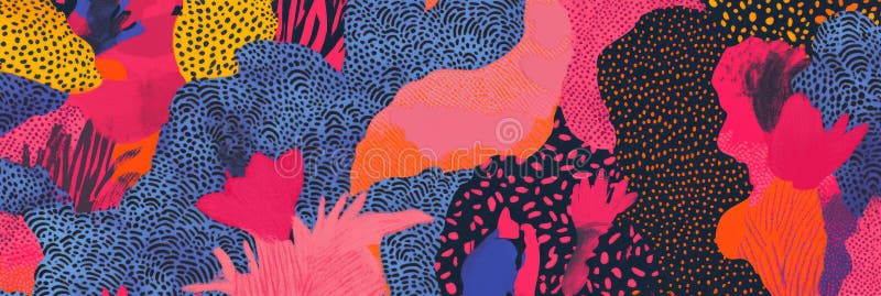 Seamless Interlocking Floral Pattern with Contrasting African Textures ...