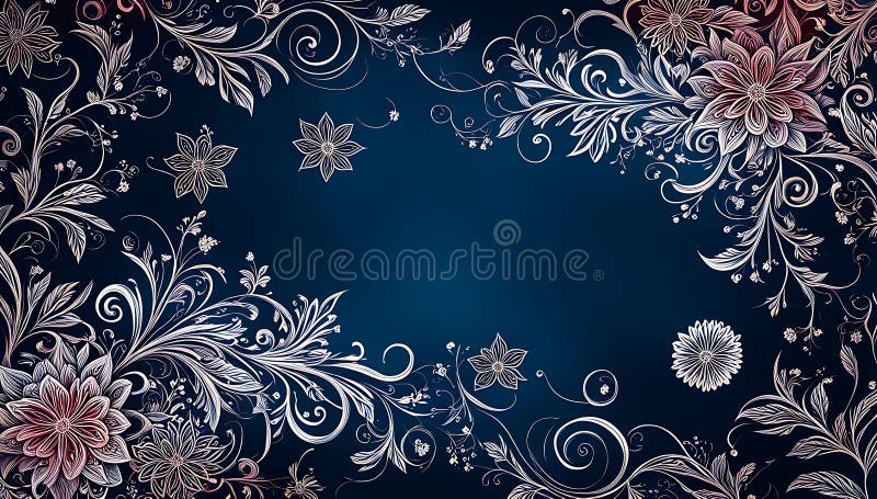 An Intricate Floral and Swirl Pattern on a Gradient Blue Background ...