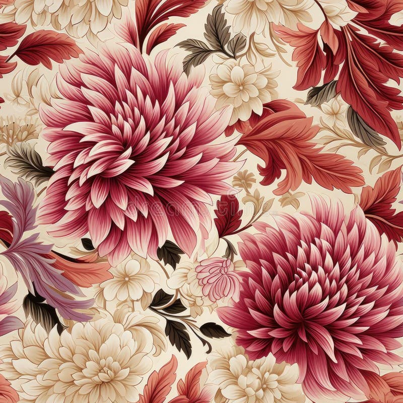 Intricate Floral Wall Design with Detail and Dramatic Shading (tiled ...