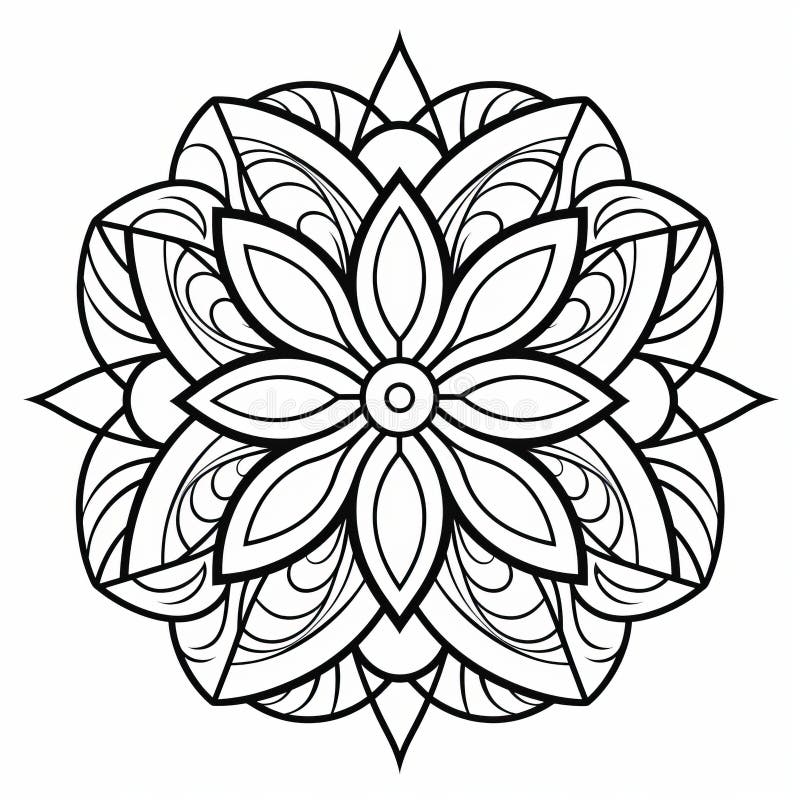 Elegant Black Coloring Pages with Mandala Designs Stock Illustration ...