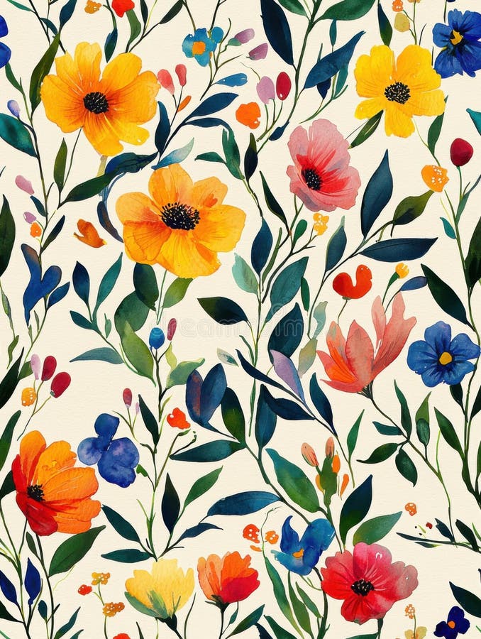 An Intricate Flower Pattern Featuring a Variety of Blooms Creating a ...