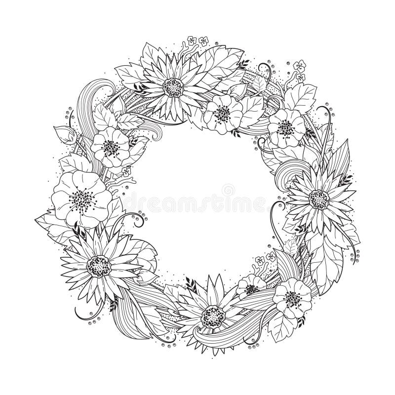 Intricate Flower Wreath Design. Vector Illustration Decorative Design ...