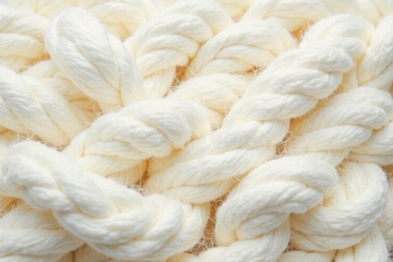 Intricate, Fluffy White Wool Knit Soft, Textured Yarn Loops , Yarn ...