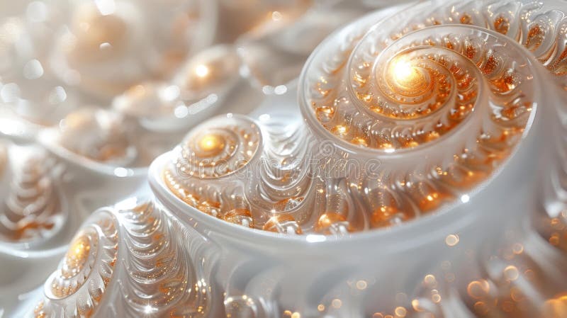 Intricate Fractal Patterns in White and Gold - Generative Ai Stock ...