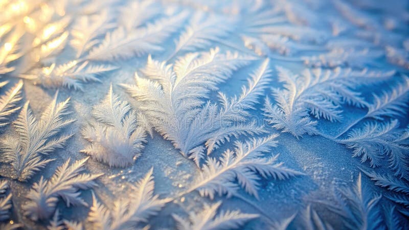 Intricate Frost Patterns on a Cold Surface Displaying Delicate ...