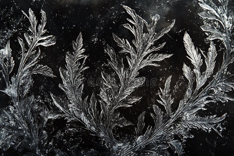 Intricate Frost Patterns on a Dark Surface Stock Illustration ...