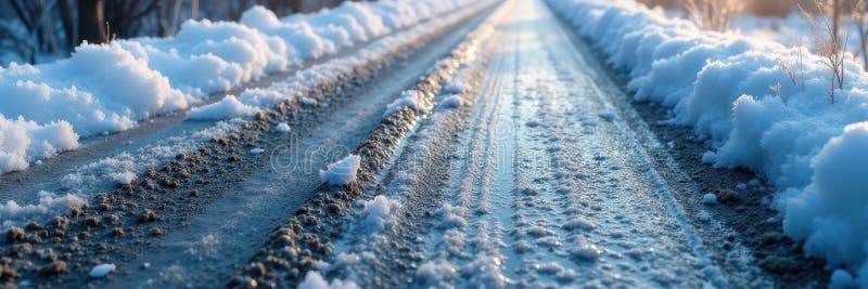 Intricate Frost Patterns Etch a Frozen Dirt Road S Surface , Rural ...