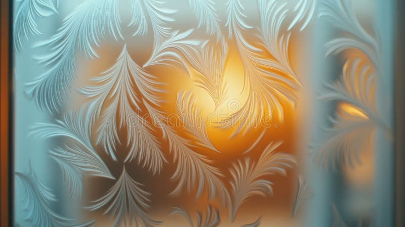 Intricate Frosted Glass with Leaf Patterns Softly Diffuses Warm Light ...