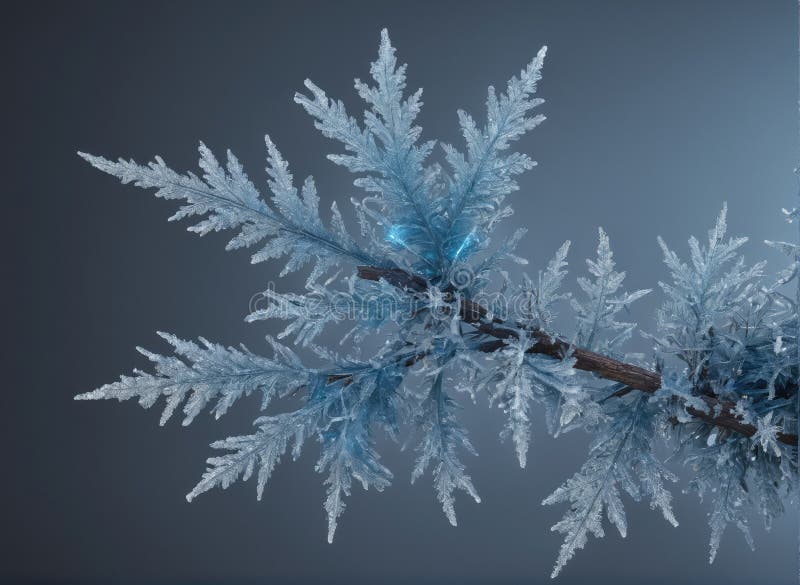 Intricate Frosted Snowflake Design Illuminated Against Dark Background ...