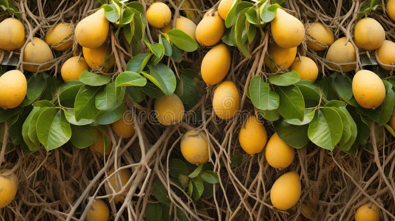 Intricate Fruit Tree with Roots Stock Illustration - Illustration of ...