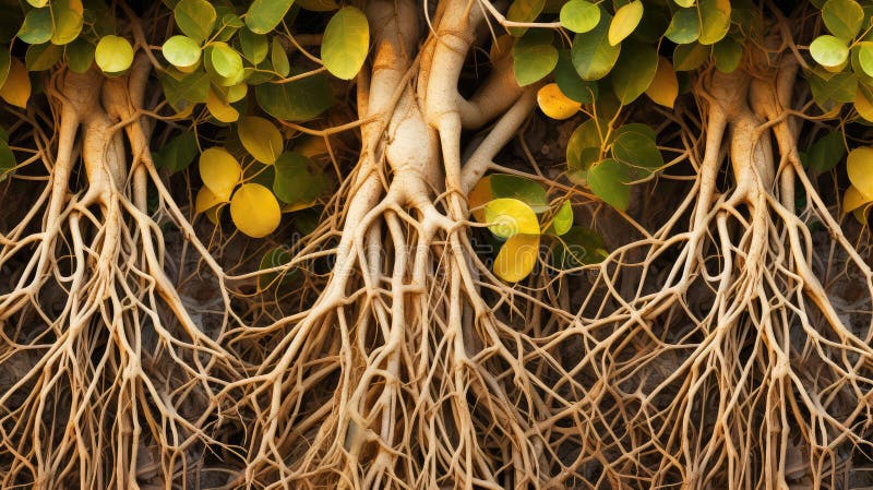 Intricate Fruit Tree with Roots Stock Illustration - Illustration of ...
