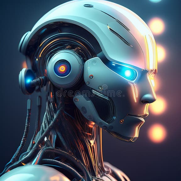 Intricate and Futuristic Robot Head Design Featuring LED Eyes Alongside ...