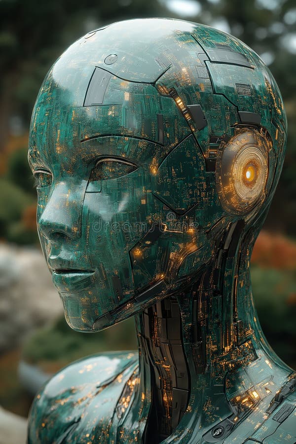 Intricate Futuristic Robot Head Showcasing Detailed Circuitry and ...