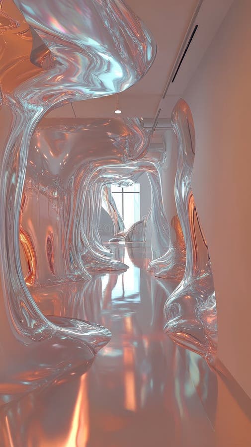 Intricate Gallery with Fluid Distorted Structures and Ethereal Lighting ...