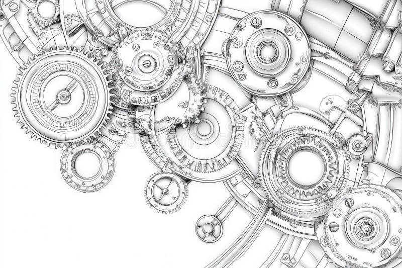 Intricate Gear Mechanism Design with Interlocking Cogs and Wheels Stock ...