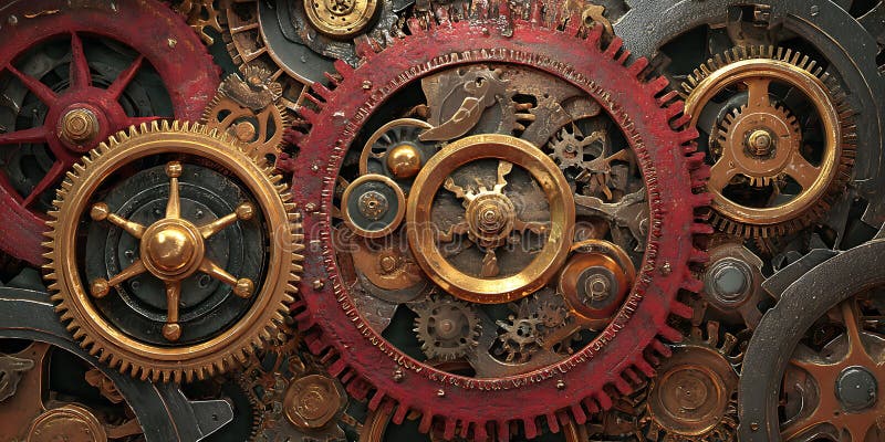 Intricate Gear System Mechanical Background Texture Stock Illustration ...