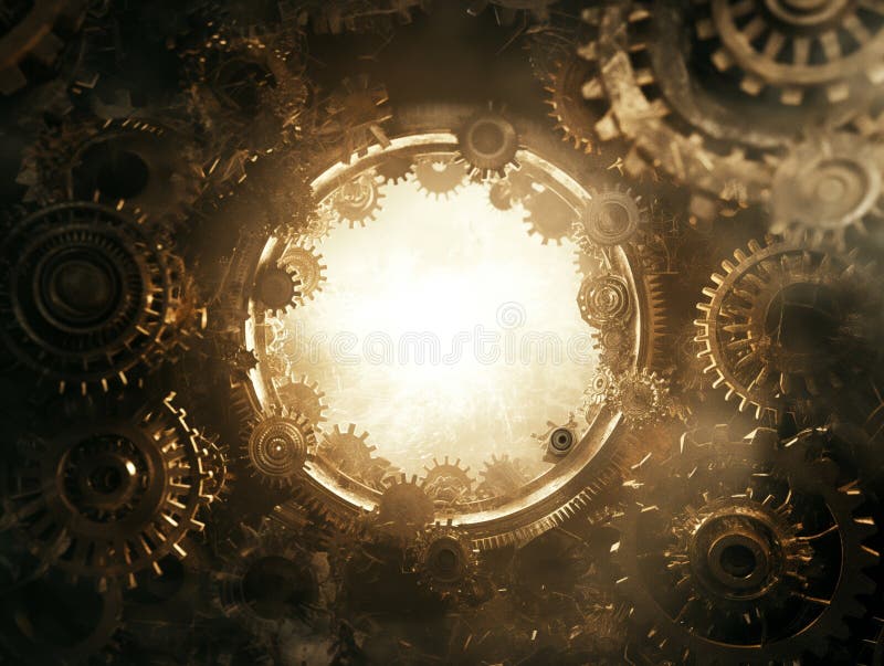 Intricate Gears and Cogs with Glowing Center Stock Image - Image of ...