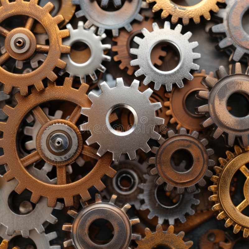 Intricate Gears and Cogs in a Mechanical System Stock Illustration ...