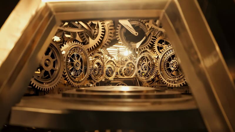 Intricate Gears and Cogs Rotate in a Luxurious Copper and Gold ...