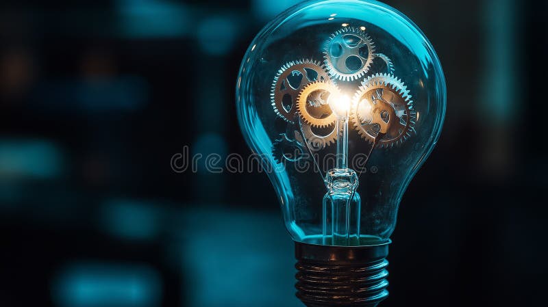 Intricate Gears Illuminate within a Light Bulb, Symbolizing the Blend ... Intricate Gears Illuminate within a Light Bulb, Symbolizing the Blend ...