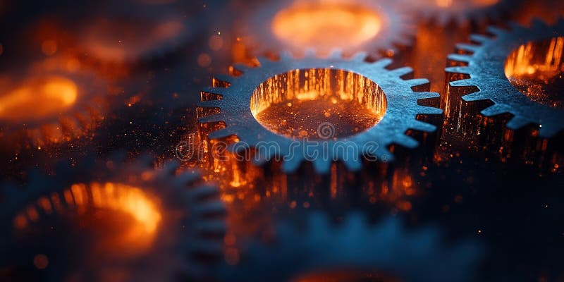 Intricate Gears Illuminated by Warm Light Create a Captivating ...