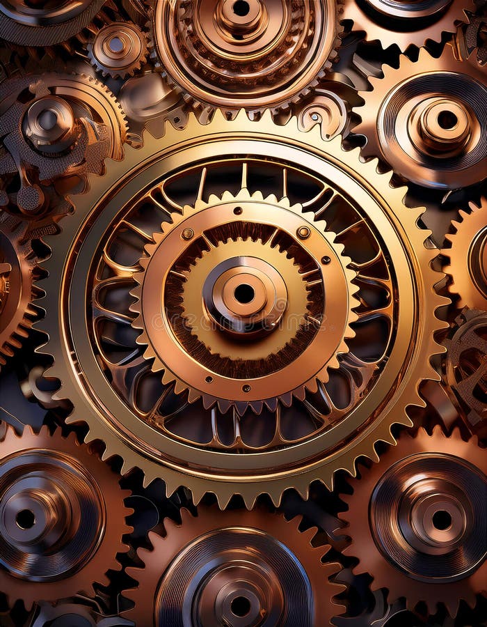 Intricate Gears Interlock in a Complex Machinery Setup Stock ...