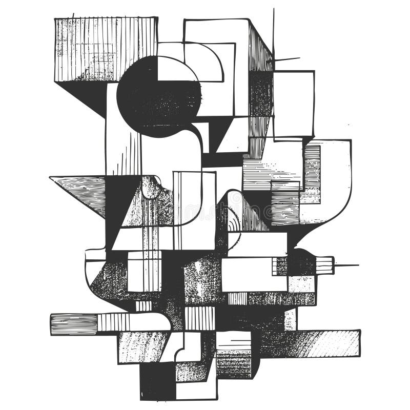 Intricate Geometric Abstract Art Composition Featuring Cubes and Lines ...