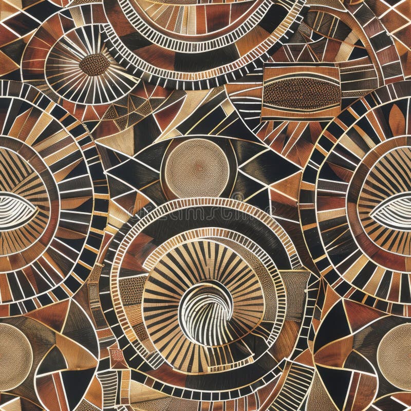 Intricate Geometric African Pattern Mosaic Art Stock Image - Image of ...