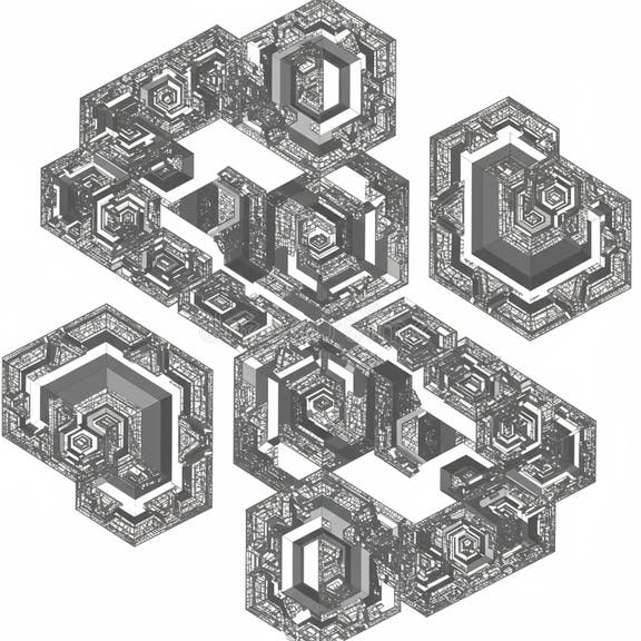 Intricate Geometric Design Featuring a Complex Arrangement of Hexagonal ...