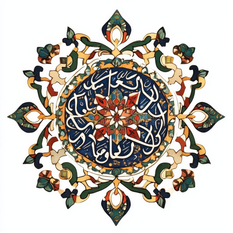 Intricate Geometric Design Featuring Floral Patterns and Arabic ...