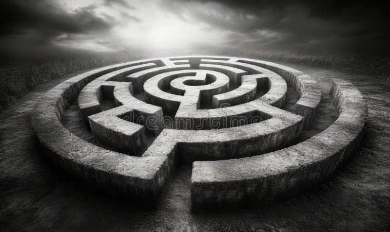 This Intricate Geometric Design Showcases a Complex Abstract Black and ...