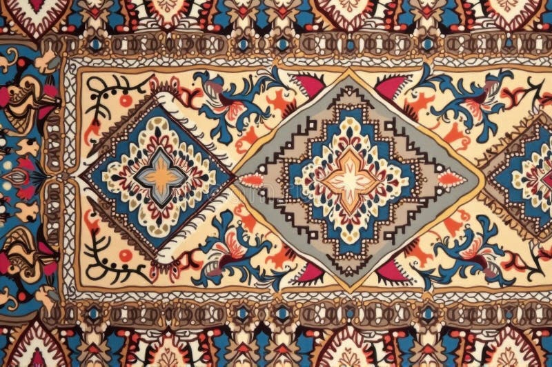 Intricate Geometric and Floral Patterns on Traditional Textile Rug ...
