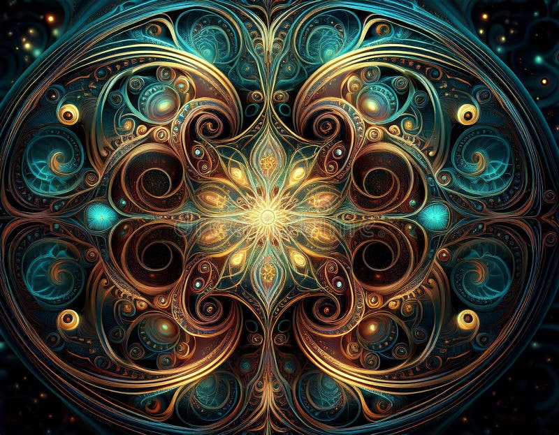 Intricate Geometric Fractals Abstract Digital Symmetry in Complex ...
