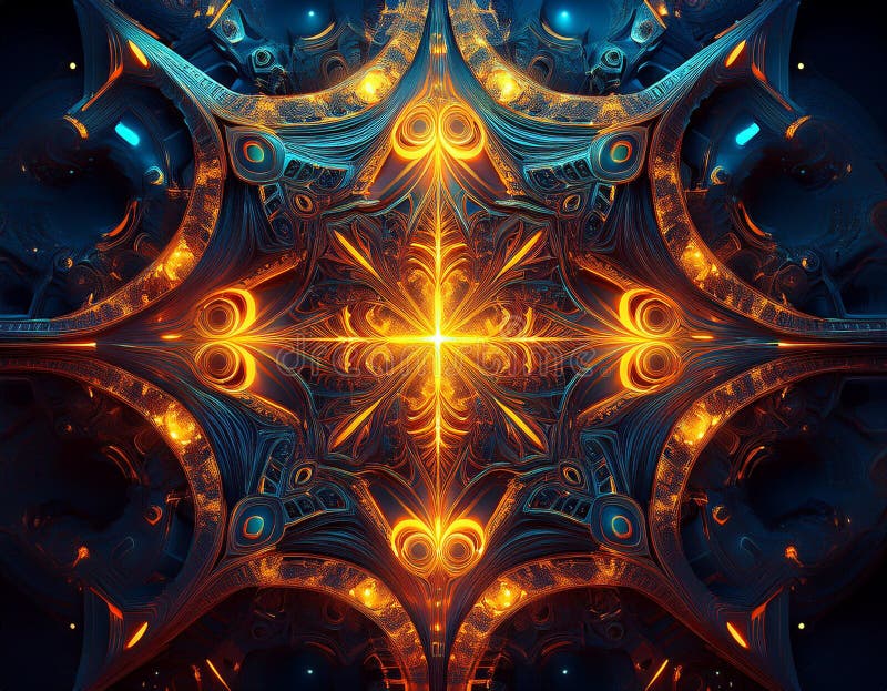 Intricate Geometric Fractals Abstract Digital Symmetry in Complex ...