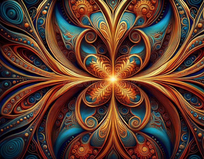 Intricate Geometric Fractals Abstract Digital Symmetry in Complex ...
