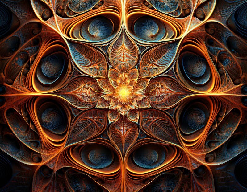Intricate Geometric Fractals Abstract Digital Symmetry in Complex ...