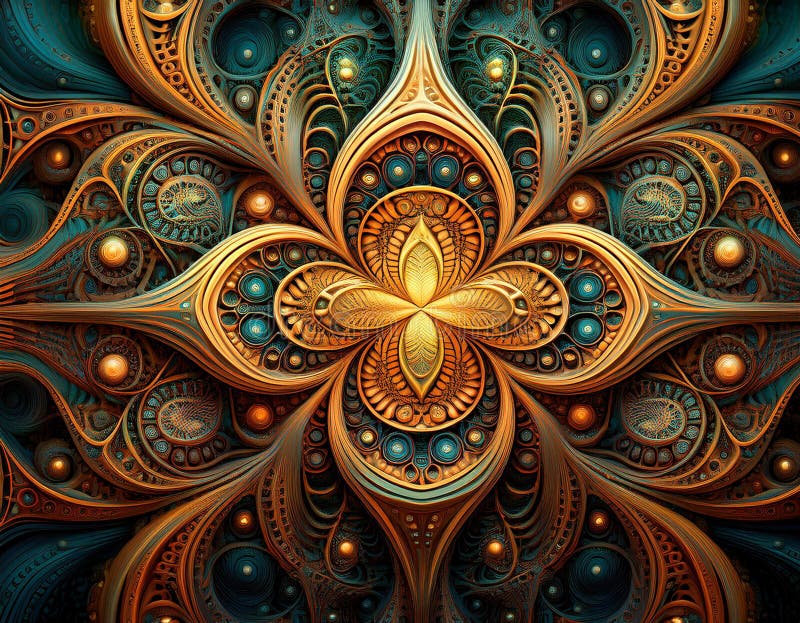 Intricate Geometric Fractals Abstract Digital Symmetry in Complex ...