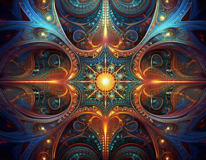 Intricate Geometric Fractals Abstract Digital Symmetry in Complex ...