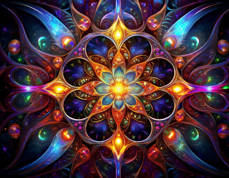 Intricate Geometric Fractals Abstract Digital Symmetry in Complex ...
