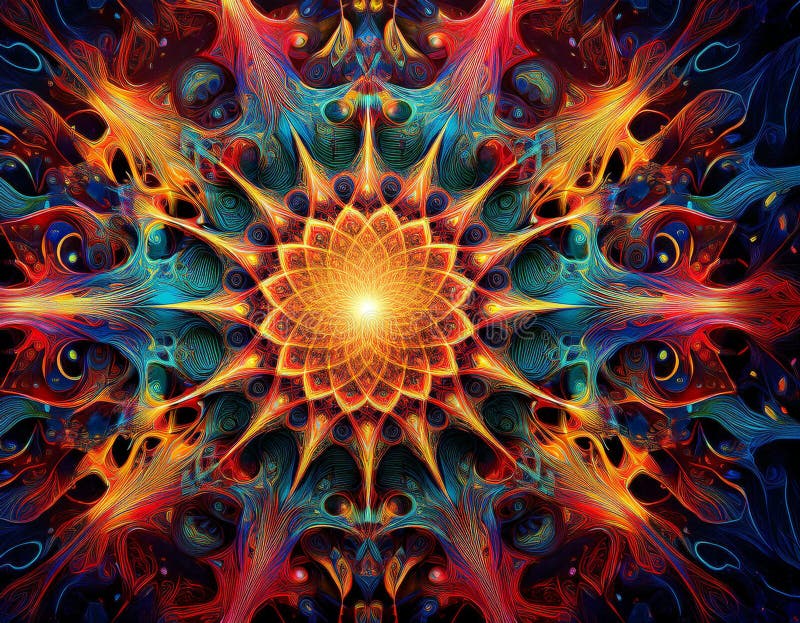 Intricate Geometric Fractals Abstract Digital Symmetry in Complex ...