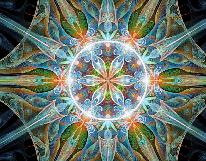 Intricate Geometric Fractals Abstract Digital Symmetry in Complex ...